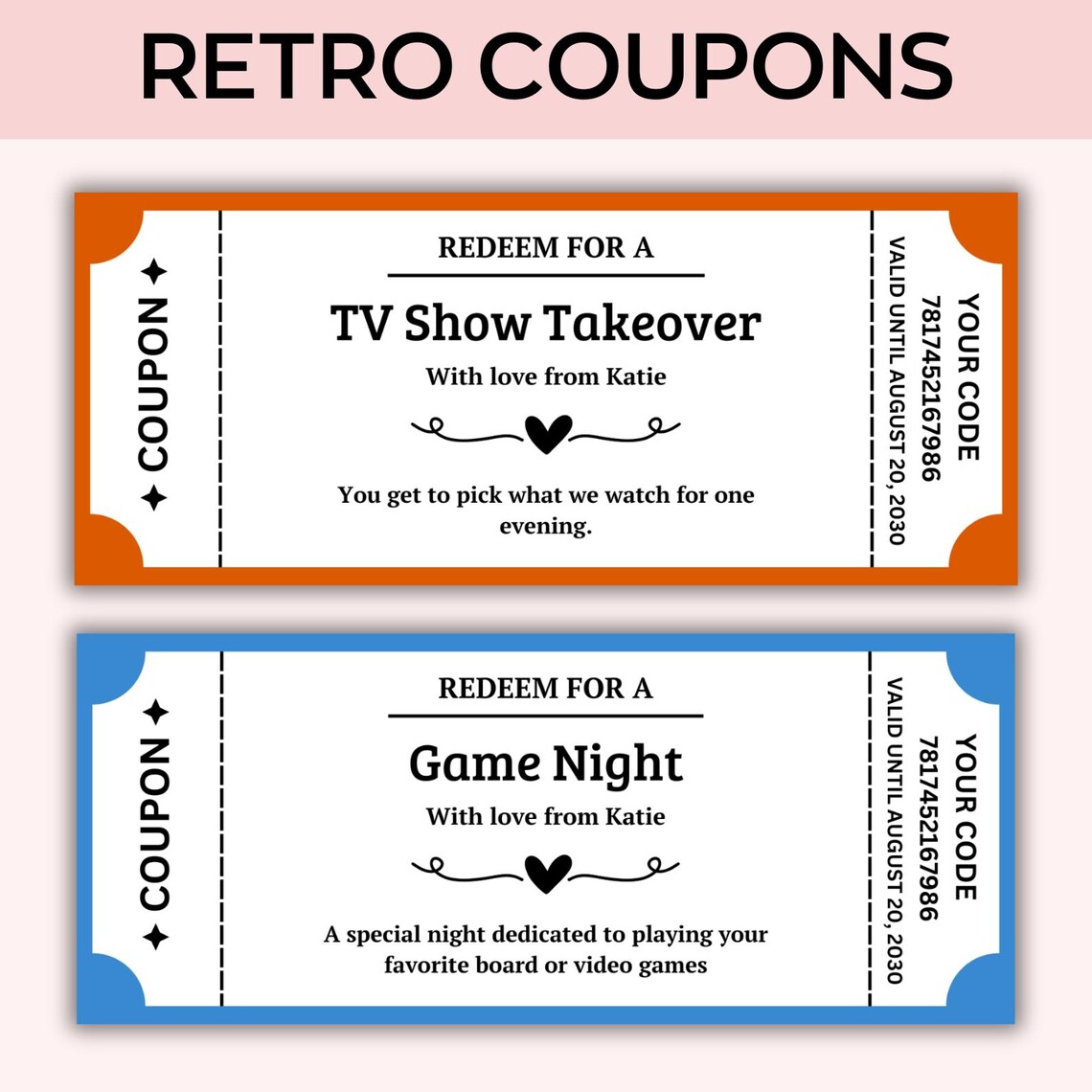 Retro Editable Coupon Template, Coupon Book Template Mother's Day, Last ...