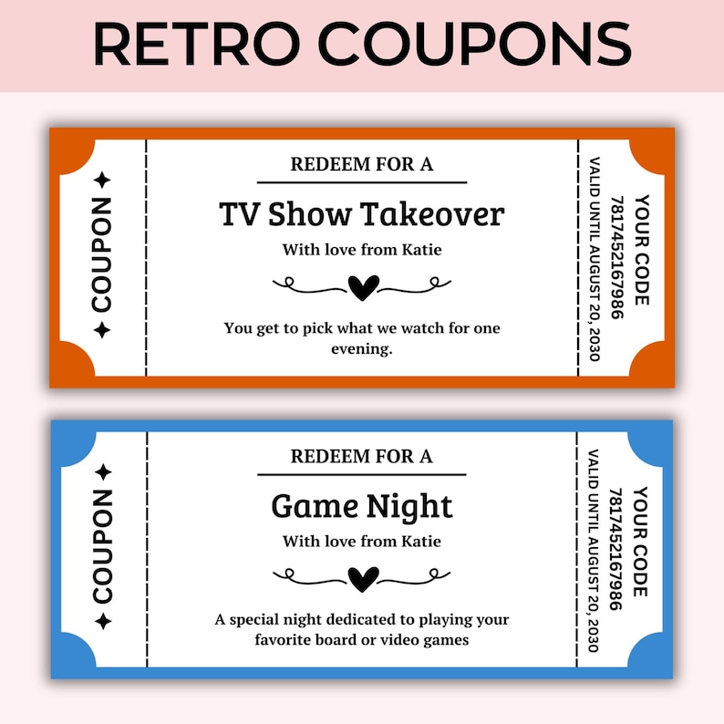 Retro Editable Coupon Template, Coupon Book Template Mother's Day, Last ...