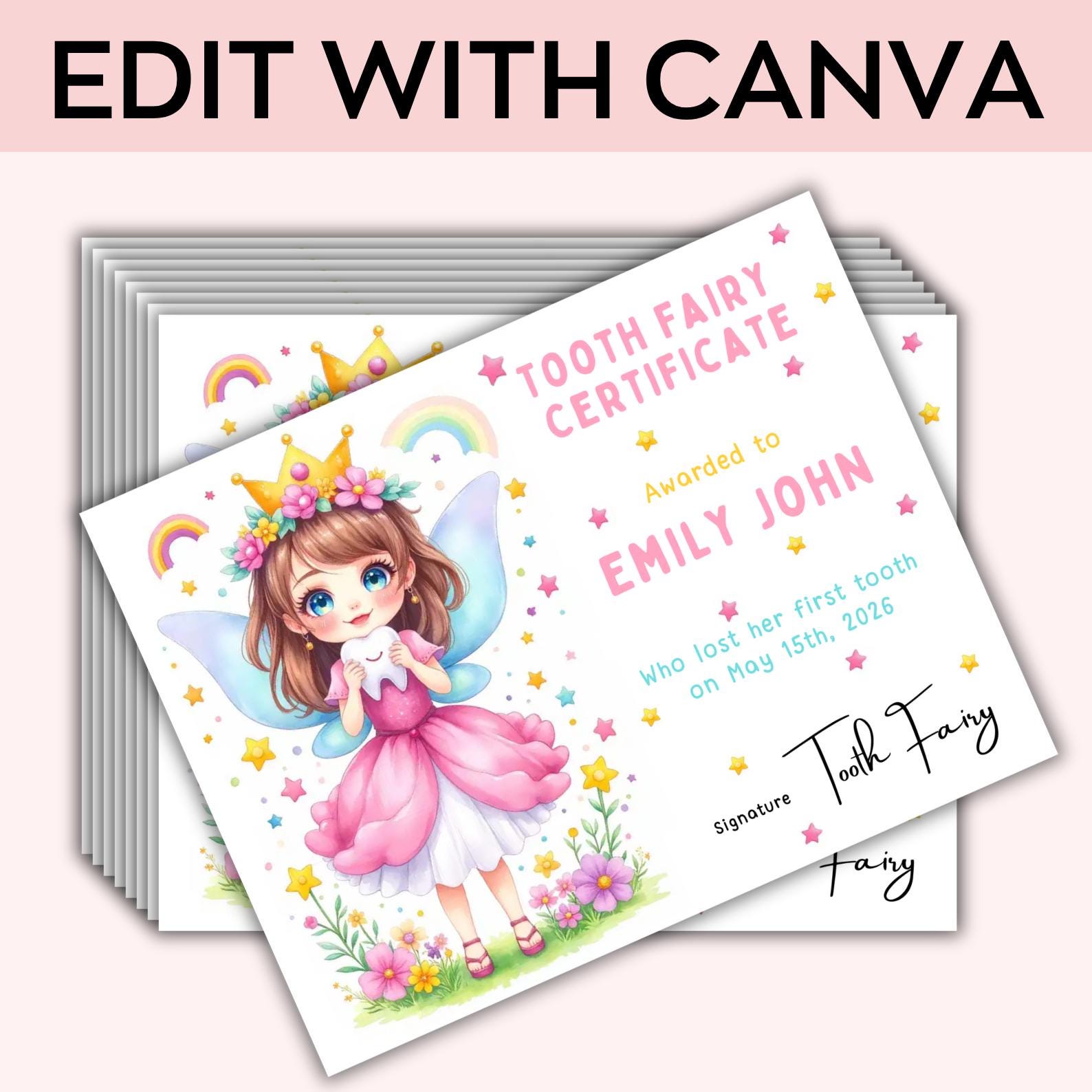 Editable Tooth Fairy Receipt Printable Certificate, First Tooth Lost ...