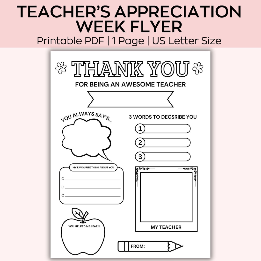 Teacher Appreciation Printable, Teacher Appreciation Gift, Printable ...