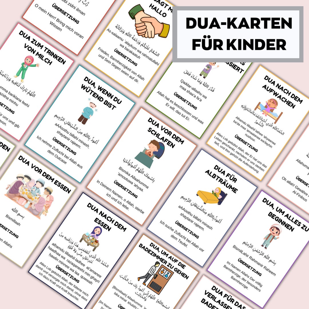 German Islam Cards for Children for Ramadan,kids Dua Cards, Islamic ...