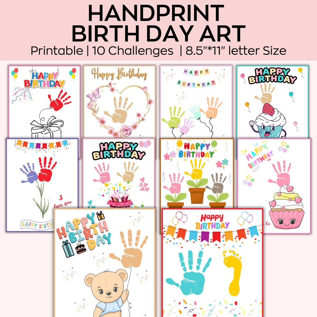Happy Birthday Handprint Art, Custom Birthday Gifts, Handprint ...