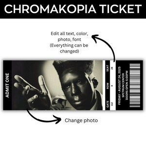 Editable Tyler, the Creator of Chromakopia Concert Ticket Canva ...
