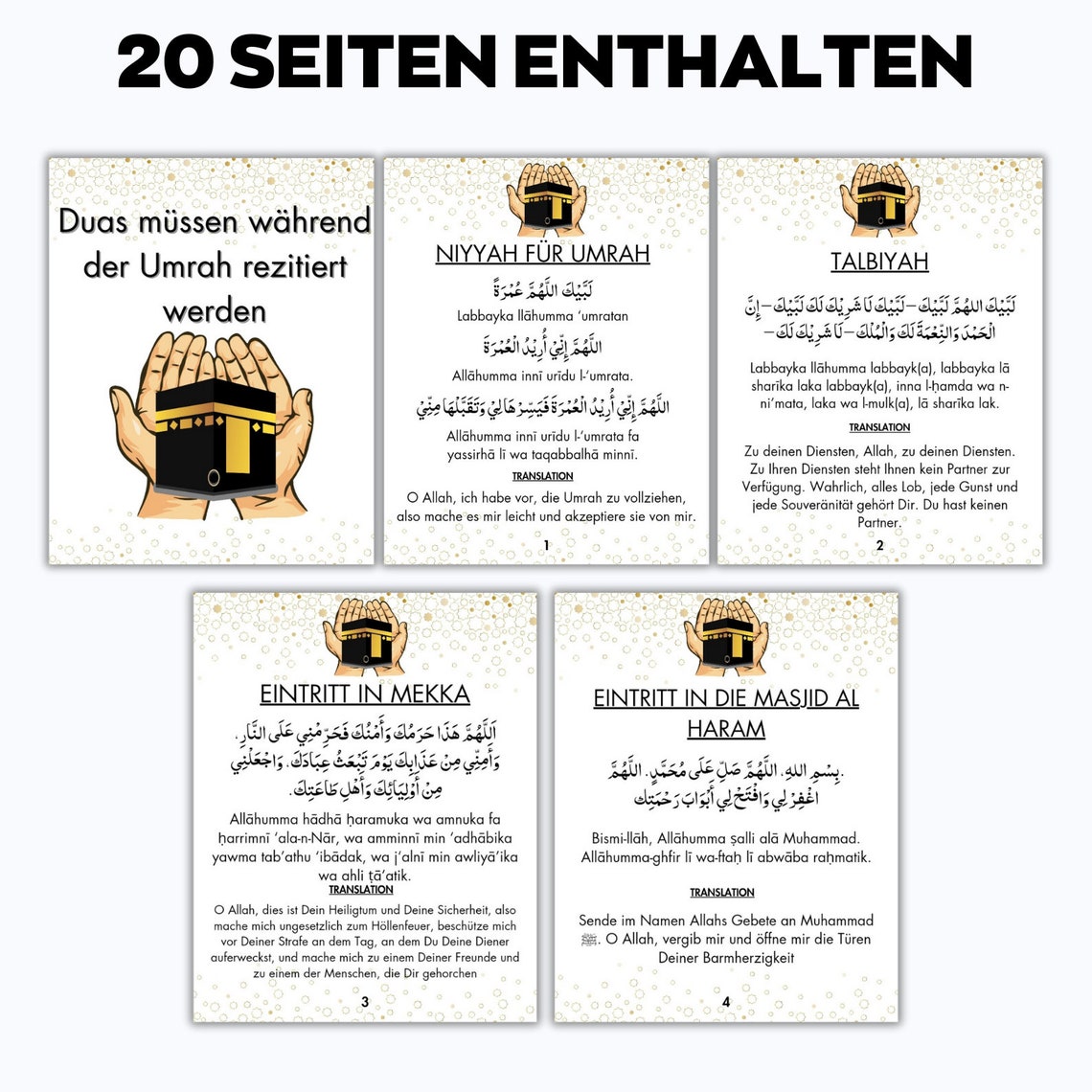 Umrah Duas Printable, German Umrah Cards, Dua Cards Printable, Umrah ...