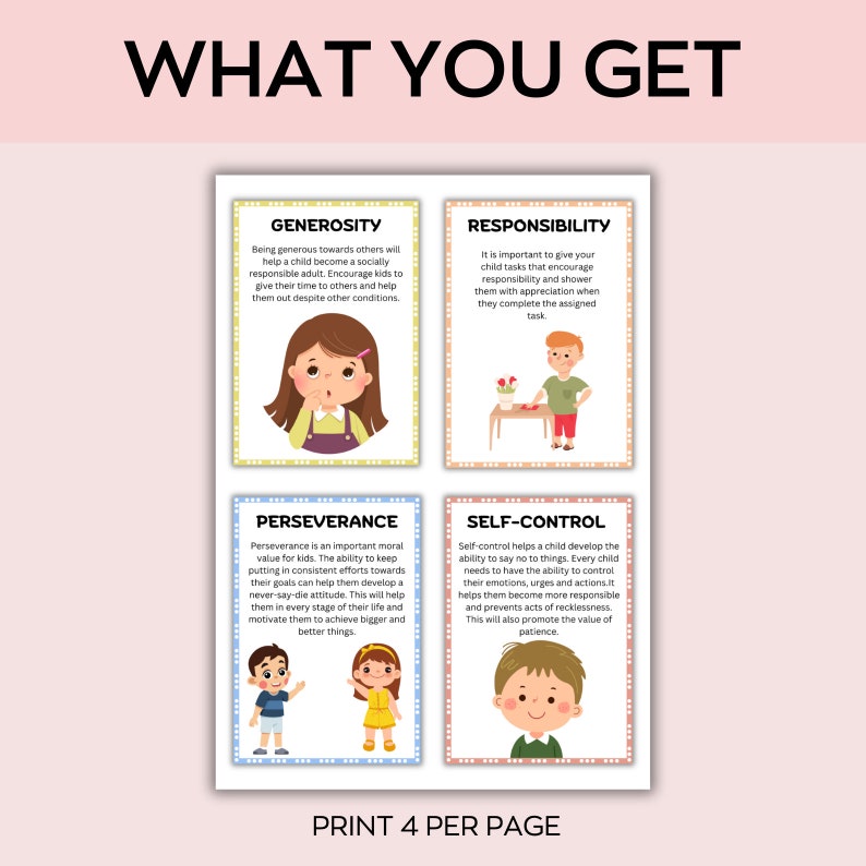 Kids Moral Values Flashcards, Acceptance and Commitment Therapy ...