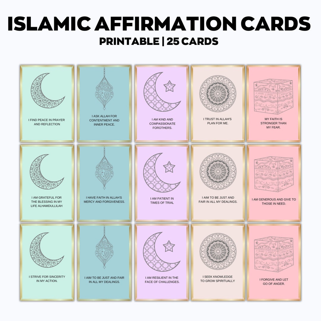 Islamic Affirmation Cards, Positive Affirmation Card for Muslim, Muslim ...