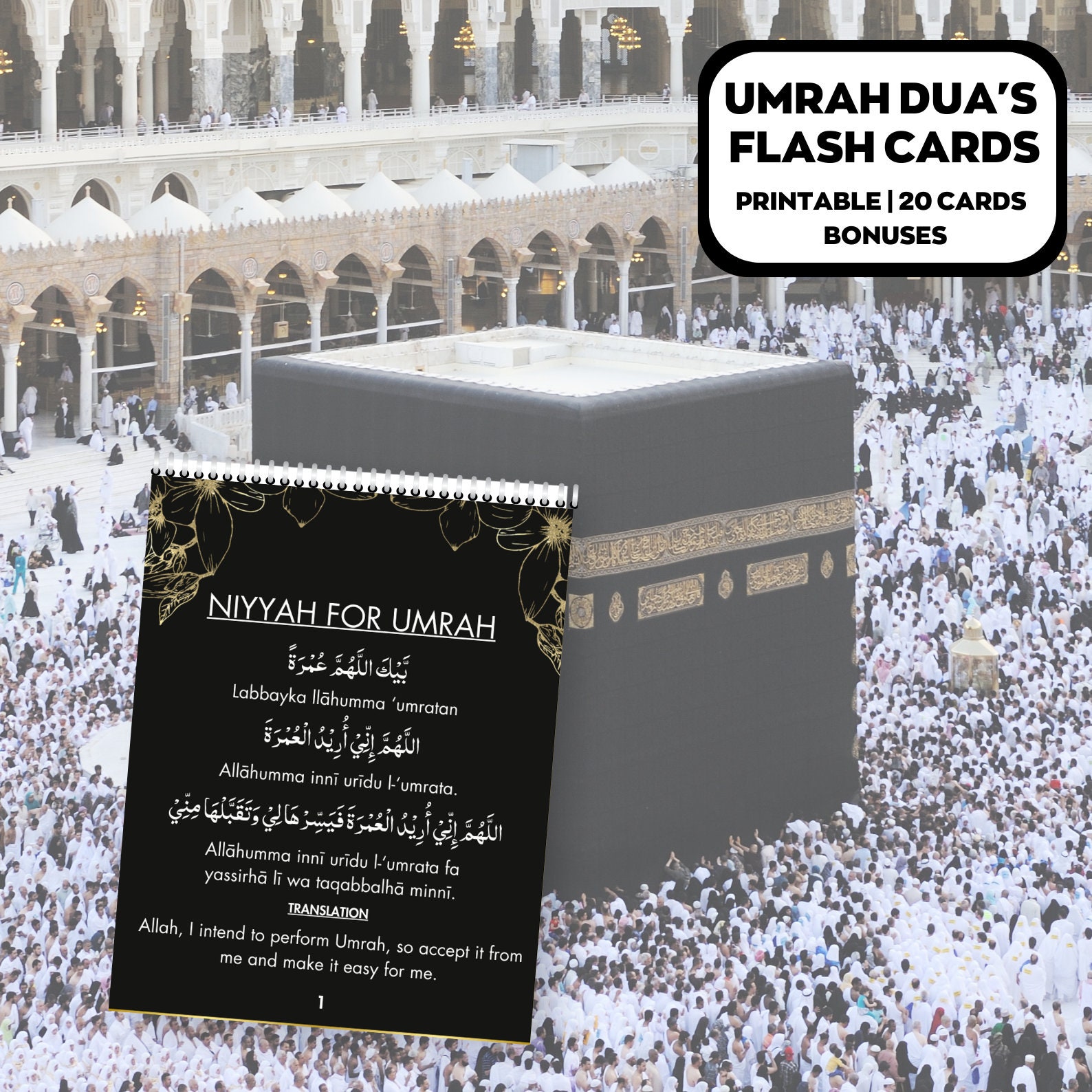 Umrah Duas Printable, Floral Umrah Cards, Dua Cards Printable, Duas for ...