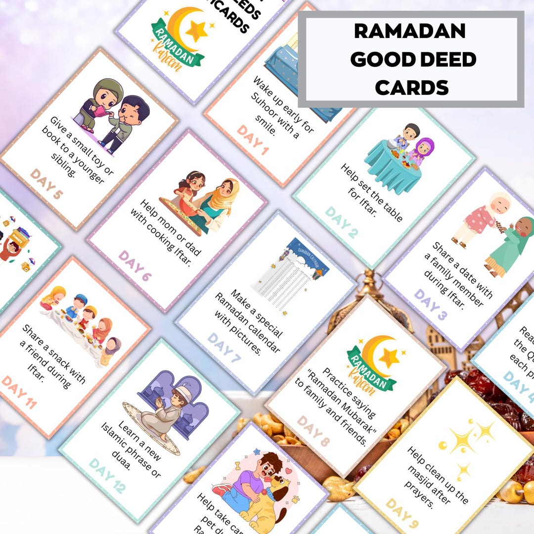 Good Deeds Cards Printable, Ramadan Cards, Ramadan Advent Cards, Kids ...