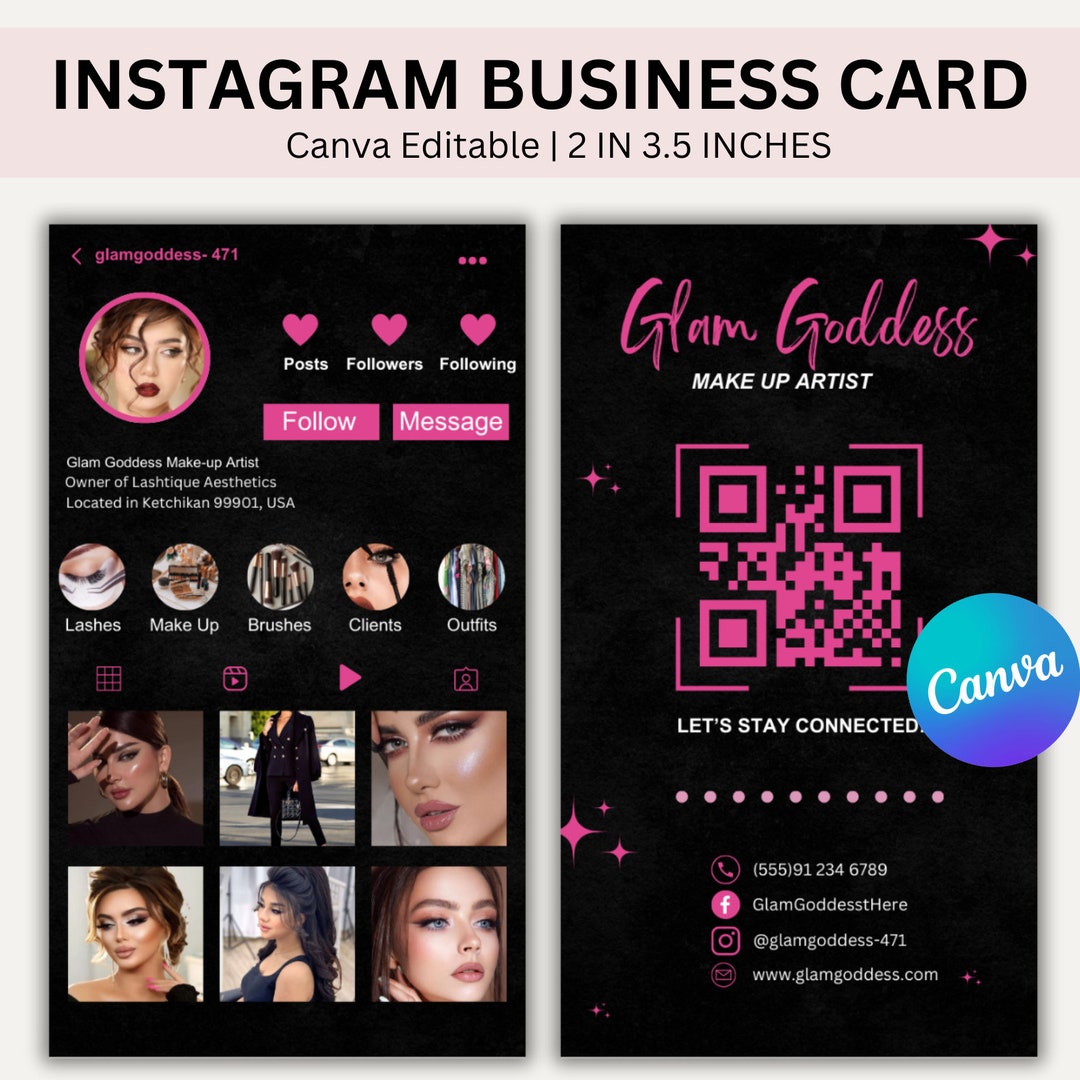 Instagram Business Card 2024, IG Business Card, DIY Canva Business Card ...