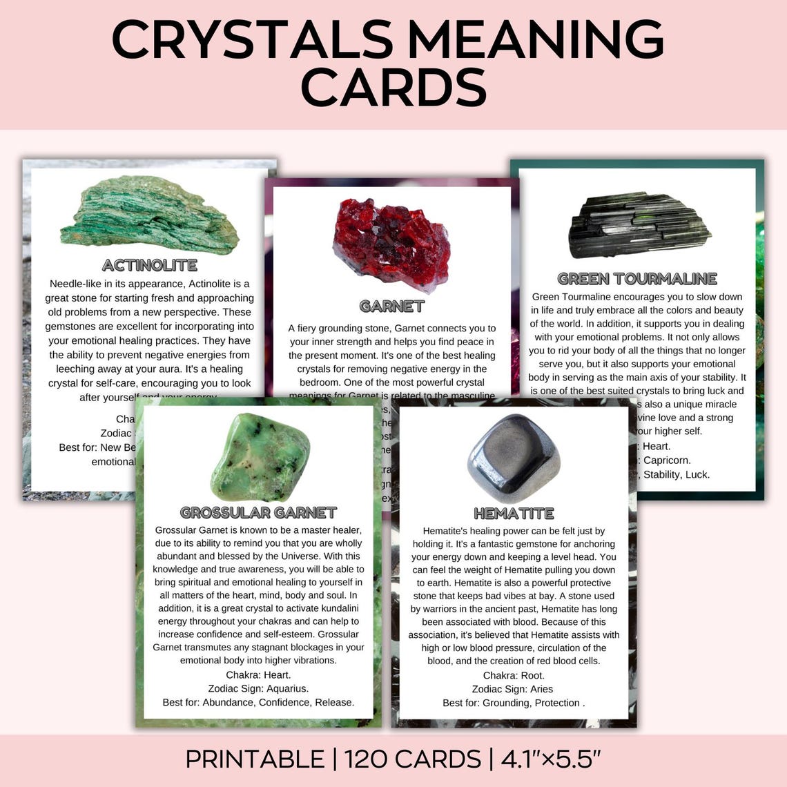 120 Printable Crystal Meaning Cards, Printable Gemstone Meaning Cards ...