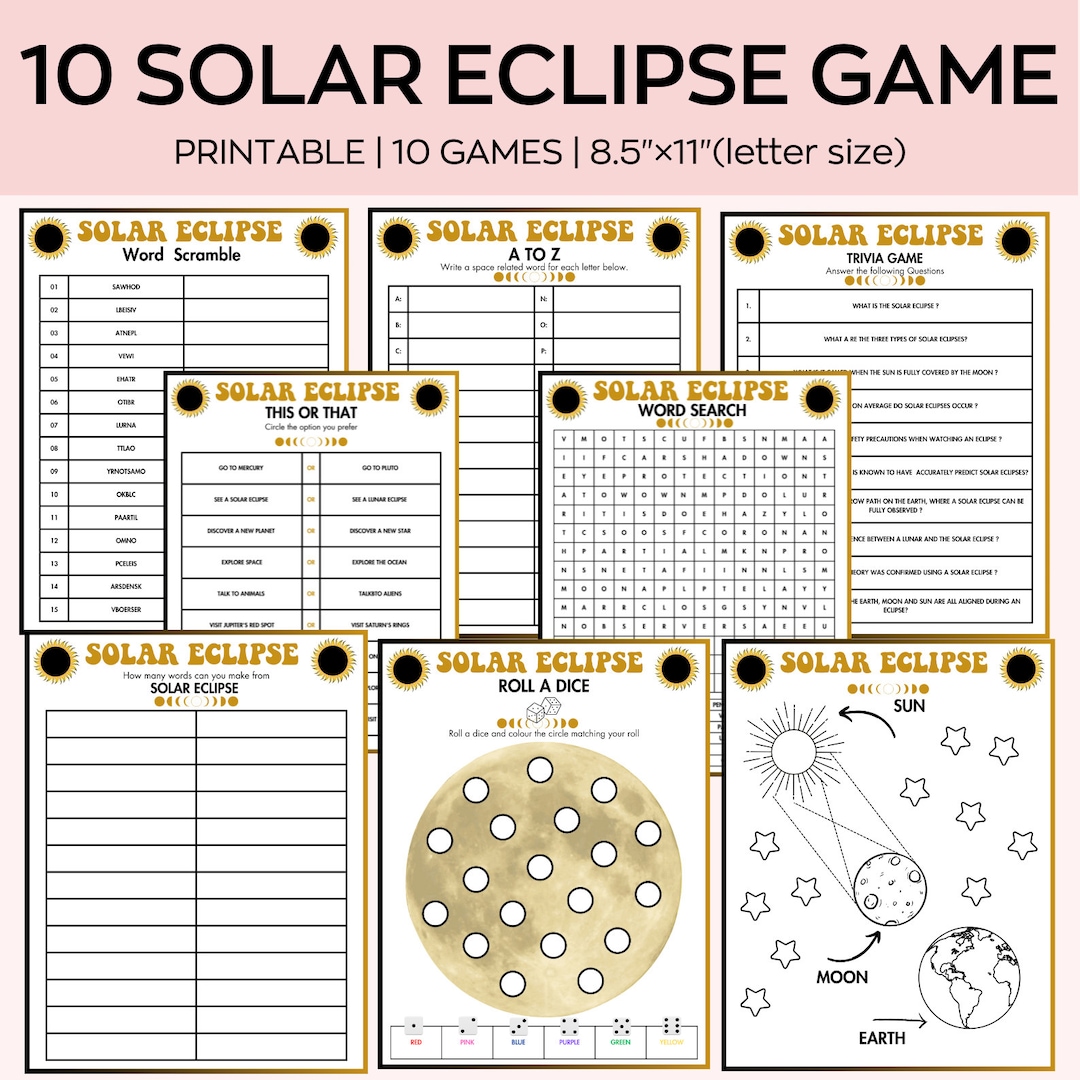 Solar Eclipse Games, Eclipse Worksheets Printable, Solar Activity Ideas ...