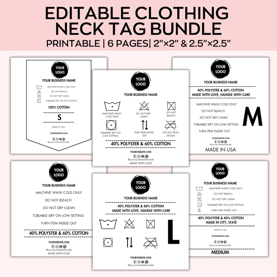 Editable Clothing Tag Canva Template Bundle, Custom Clothing Tags ...