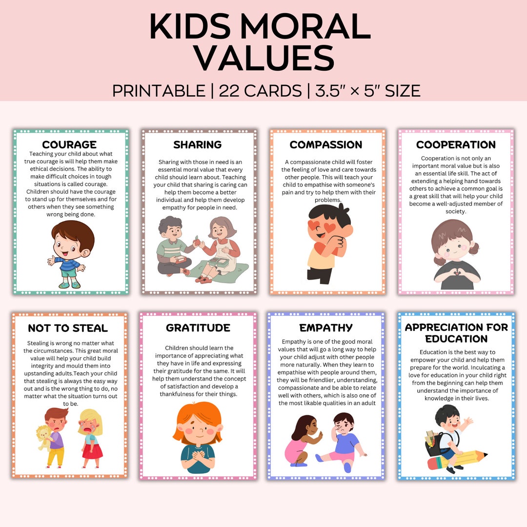 Kids Moral Values Flashcards, Acceptance and Commitment Therapy ... Kids Moral Values Flashcards, Acceptance and Commitment Therapy ...