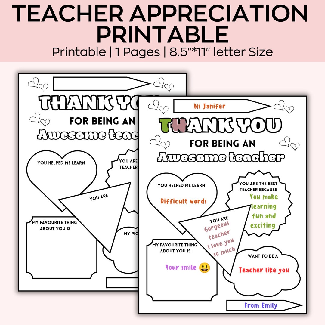 Teacher Appreciation Printable, Teacher Appreciation Gift, Printable ...