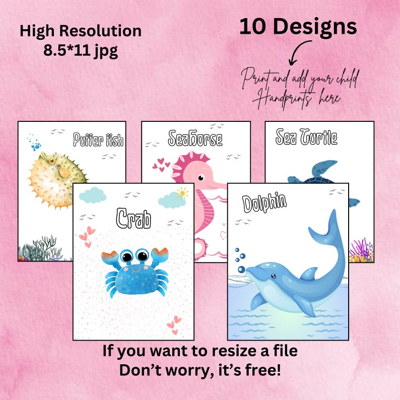 Sea Animals Handprint Art Bundle, Summer Handprint, Classroom Nursery ...