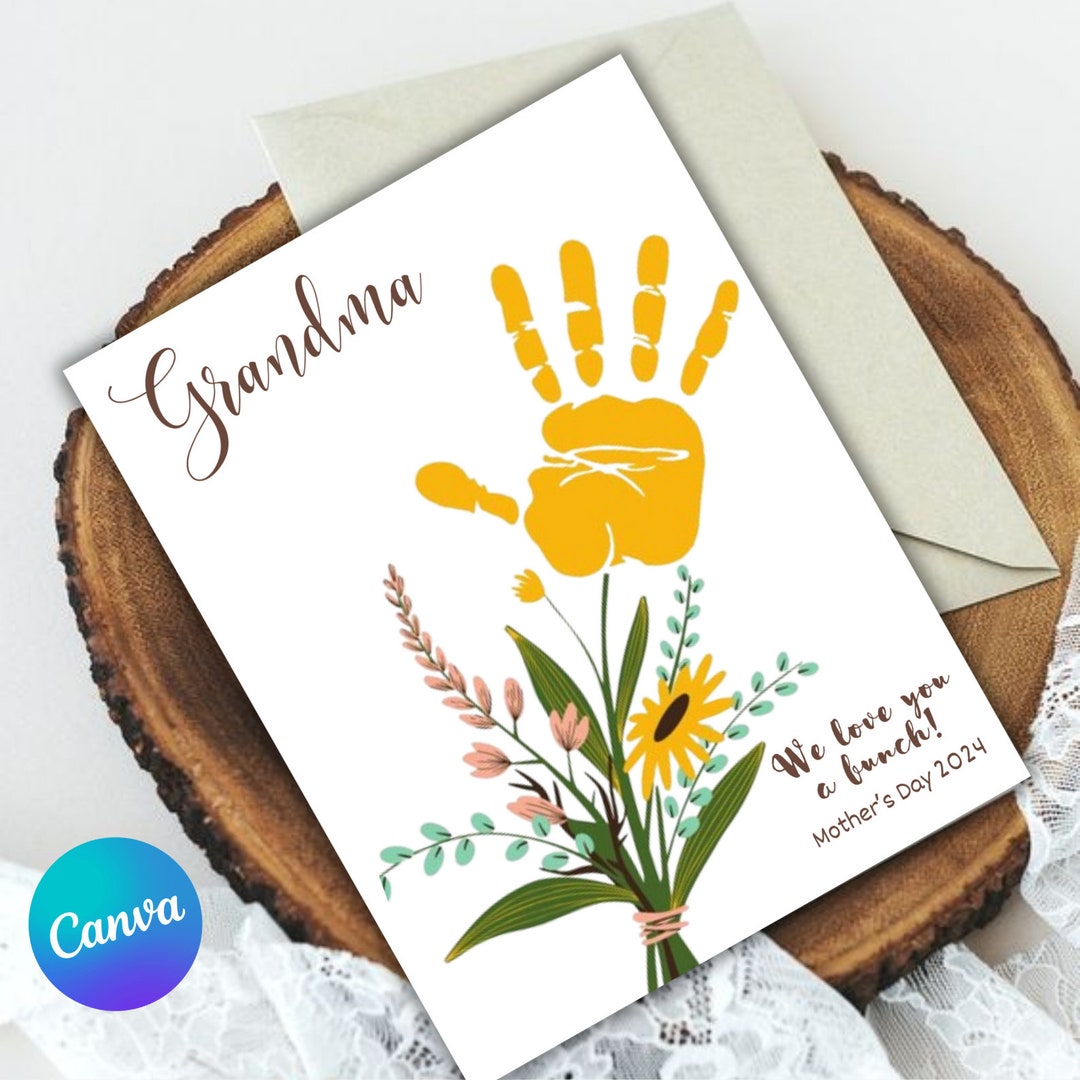 Mother's Day Handprint Sign, Custom Wood Handprint Bouquet, Mommy ...