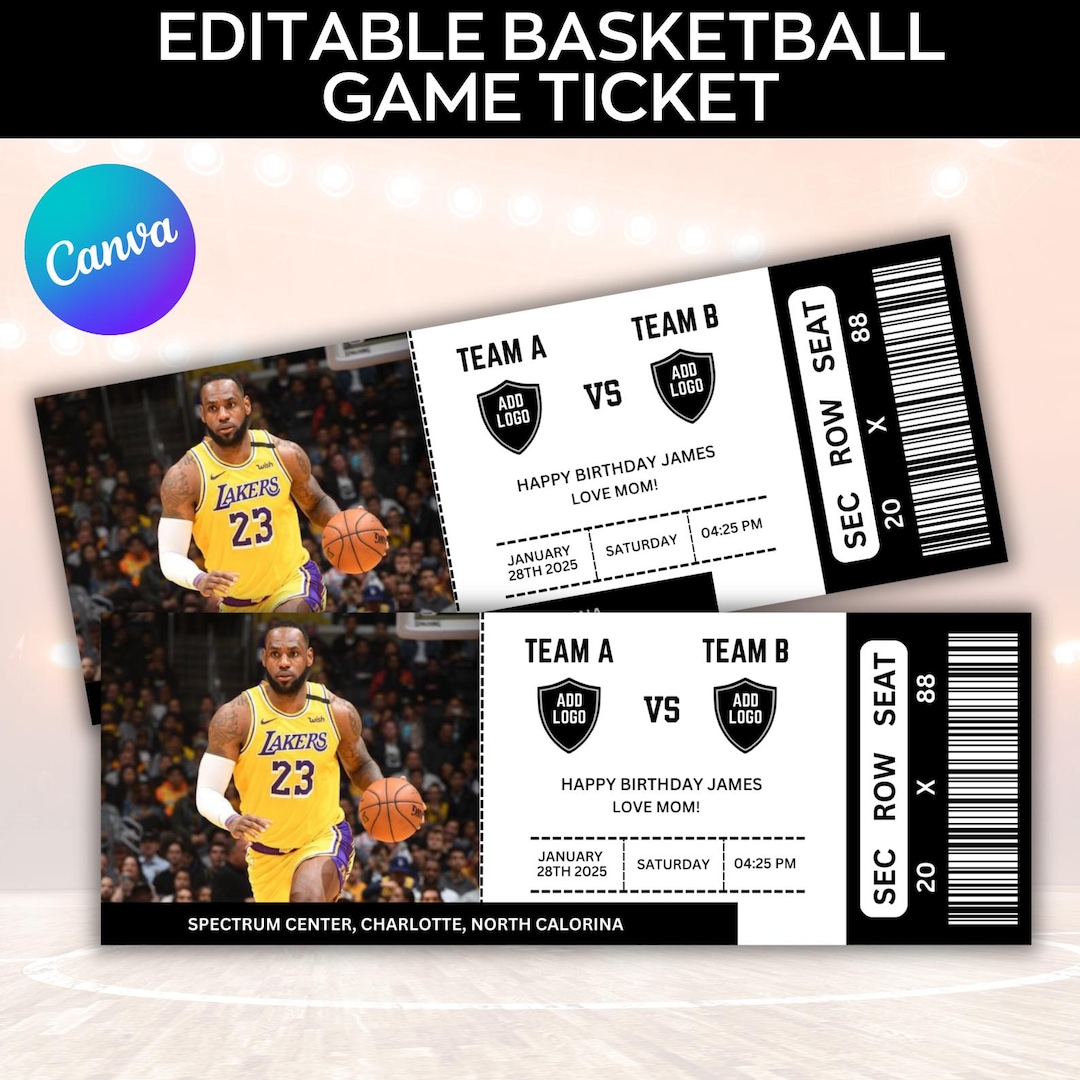Custom Basketball Tickets, NBA Tickets, Basketball Surprise Ticket ...