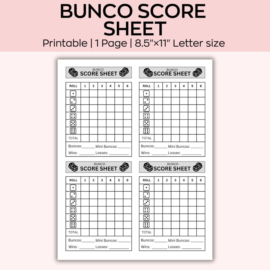 Summer Bunco, Dice Game Bunco Score Sheet, Bunco Scoring Bunco Table ...