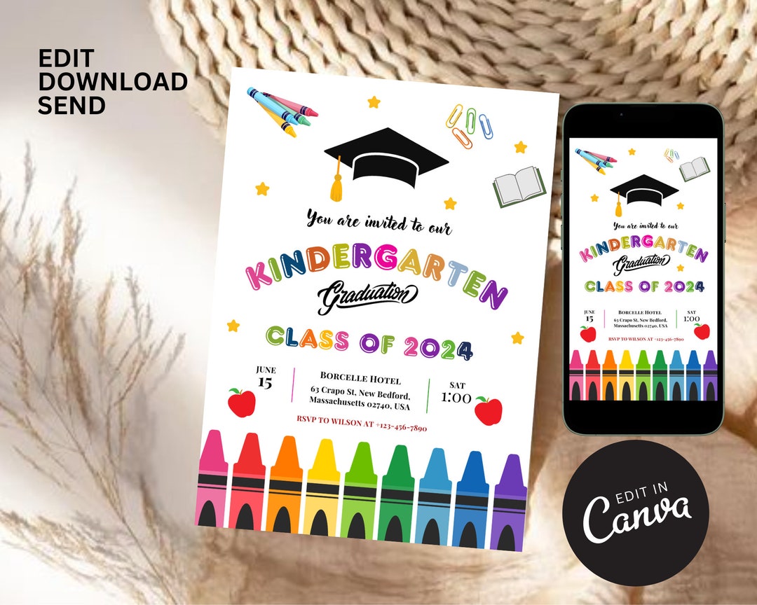 Editable Kindergarten Graduation Invitation, Kindergarten Graduation ...