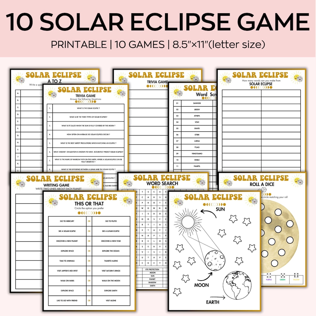 Solar Eclipse Games, Eclipse Worksheets Printable, Solar Activity Ideas ...