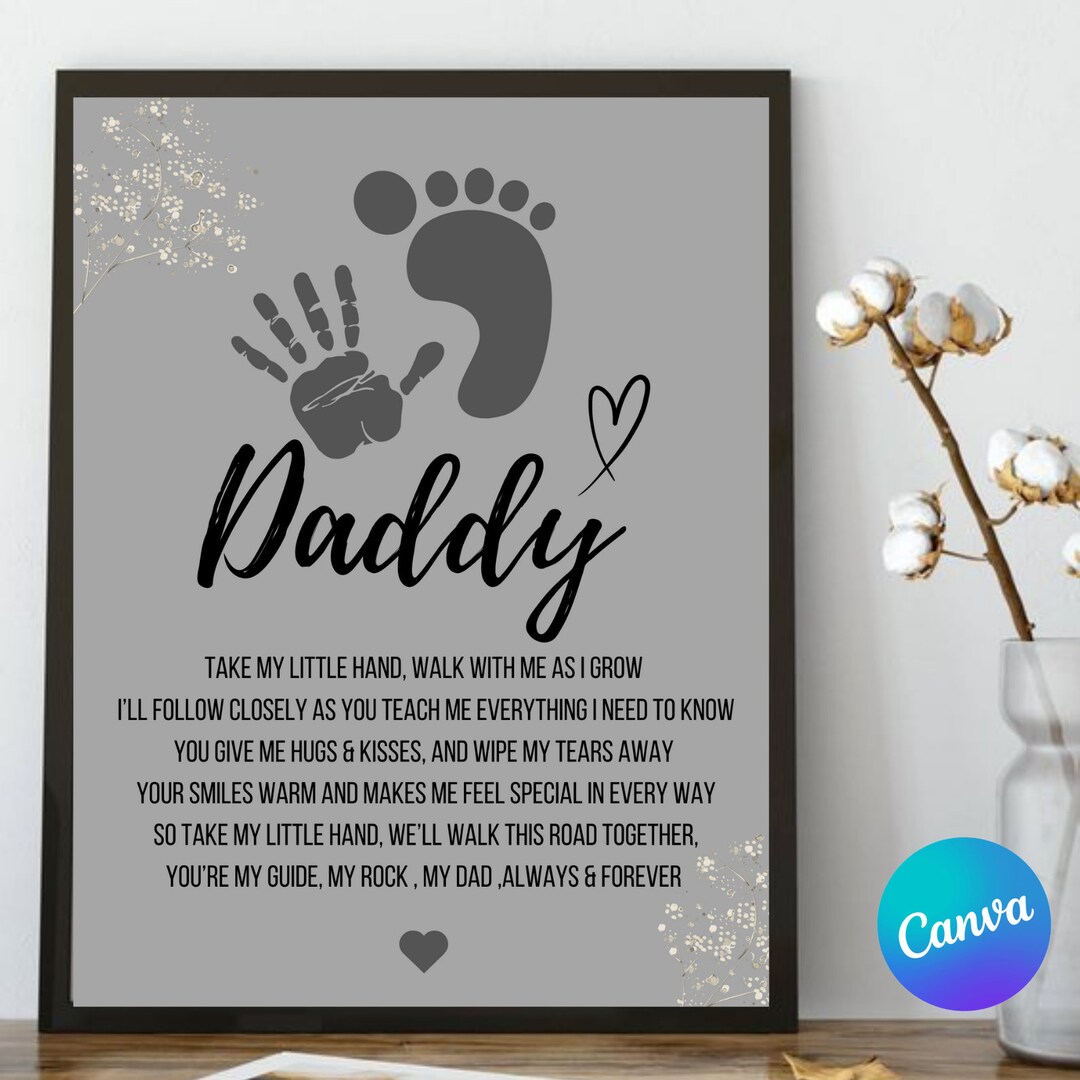 Father Footprint Poem, Father's Day Handprint Art, Crafts for Kids ...