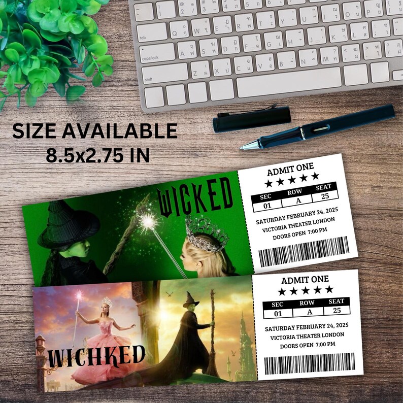 Printable Wicked Broadway Surprise Ticket, Musical Theatre Faux Event ...