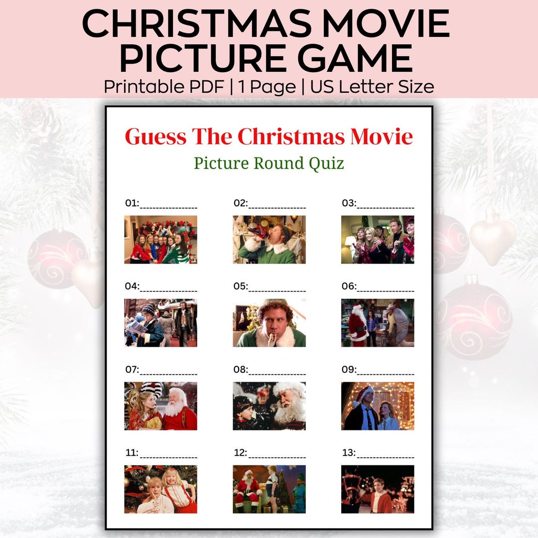 Christmas Movie Picture Quiz, Christmas Printable Game, Christmas Film ...