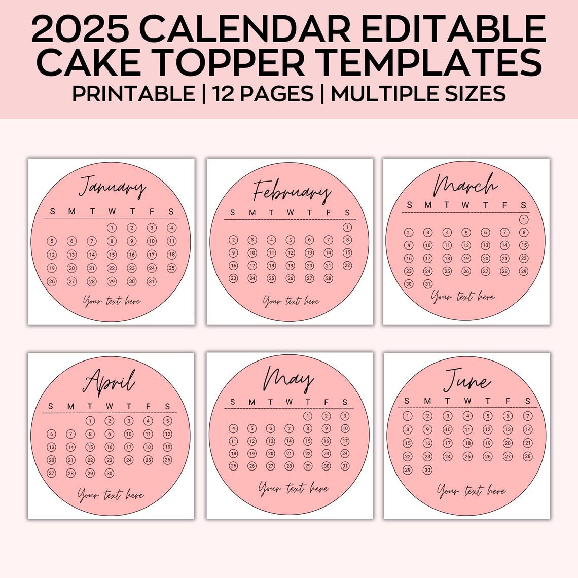 Trending Cake Calendar for Round Cake, Burnaway Cake Calneder, Custom ...