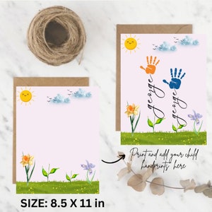 Flower Handprint Craft Art Printable, for Dad or Grandparents Handprint ...