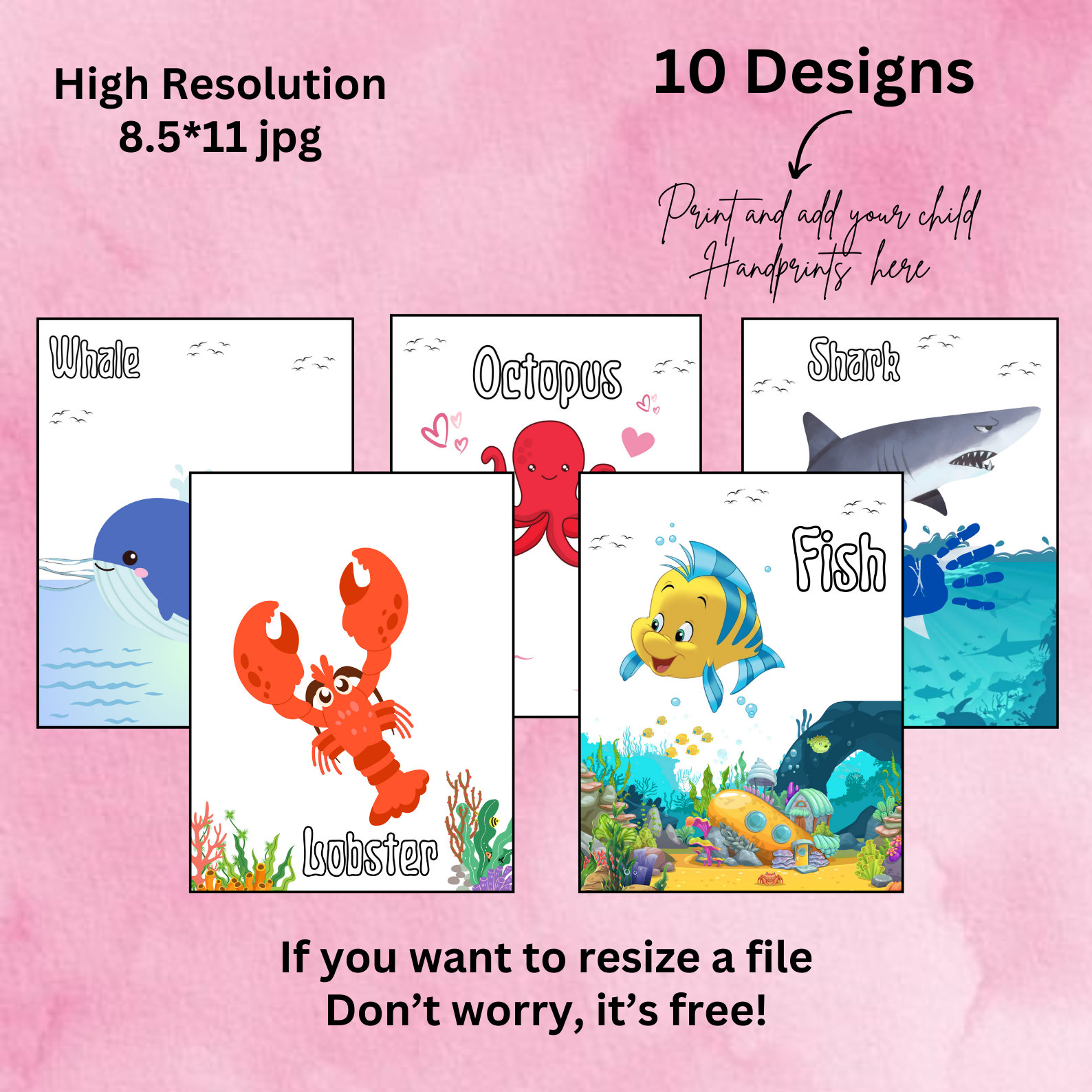 Sea Animals Handprint Art Bundle, Summer Handprint, Classroom Nursery ...