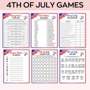 Printable 4th of July Games, Independence Day Games, 4th of July Picnic ...