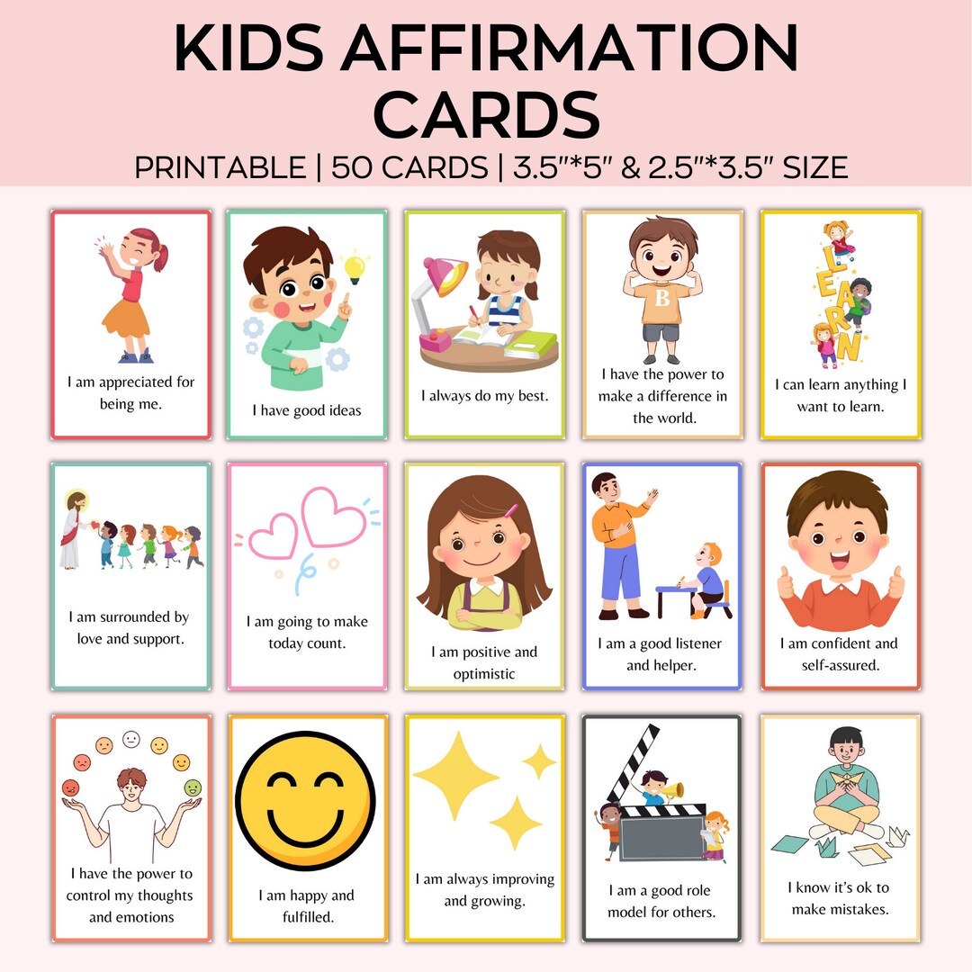 Children's Printable Positive Affirmation Cards, Encouragement Cards ...