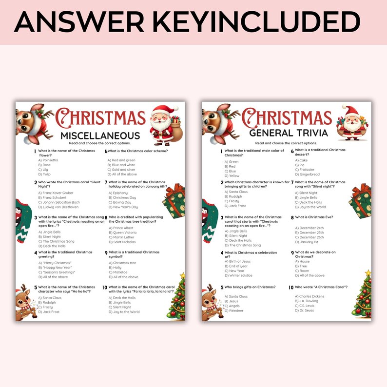 Christmas Trivia Game Bundle, Printable Christmas Games, Christmas ...