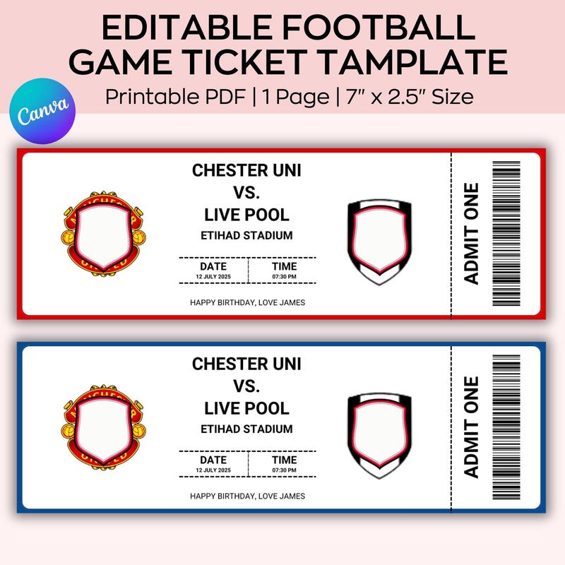 Football Match Ticket Print - Etsy UK