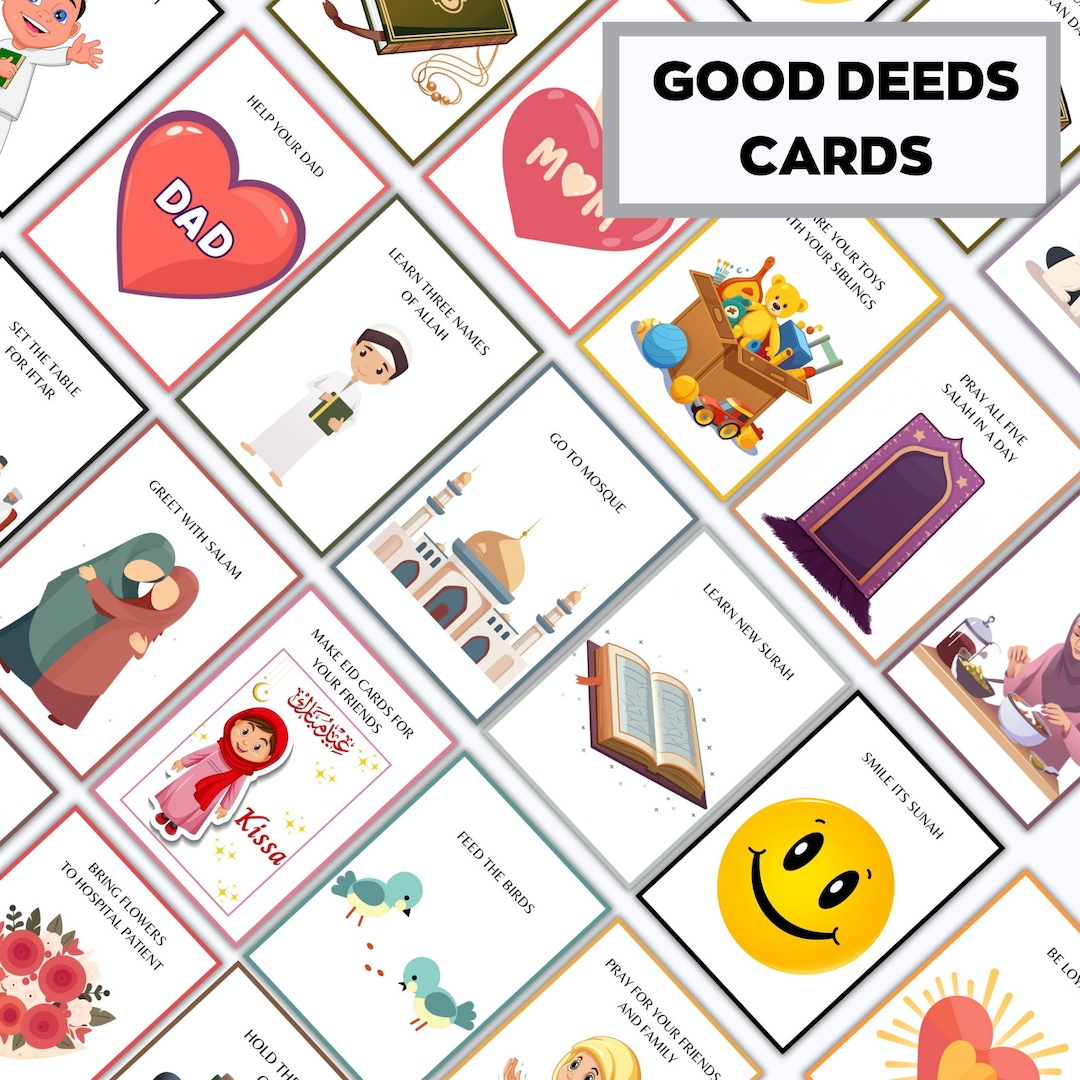 Good Deeds Cards Printable, Ramadan Cards, Ramadan Advent Cards, Kids ...