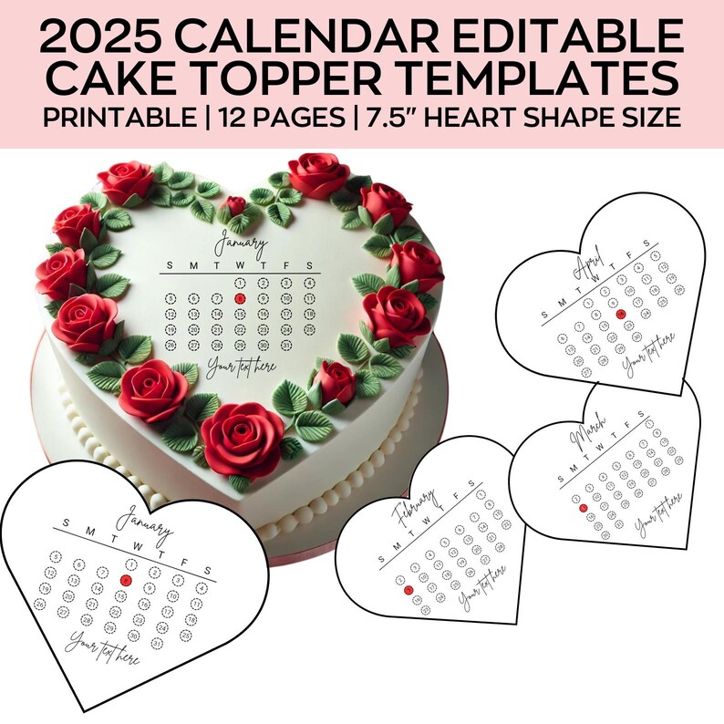 Heart Cake Toppers 2026 Calendar, Burn Away Cake Topper Calendar ...