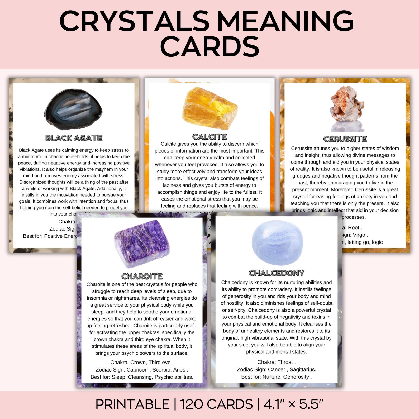 100 Printable Crystal Meaning Cards, Printable Gemstone Meaning Cards ...