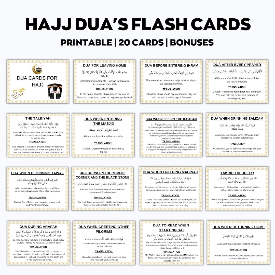 Hajj/umrah Duas Printabl, Dua Umrah Cards, Dua Cards Printable, Umrah ...