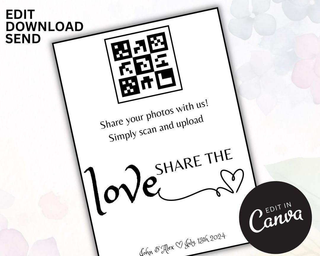 Capture the Love Wedding QR Code Sign, Simple Wedding Photo Scan and ...