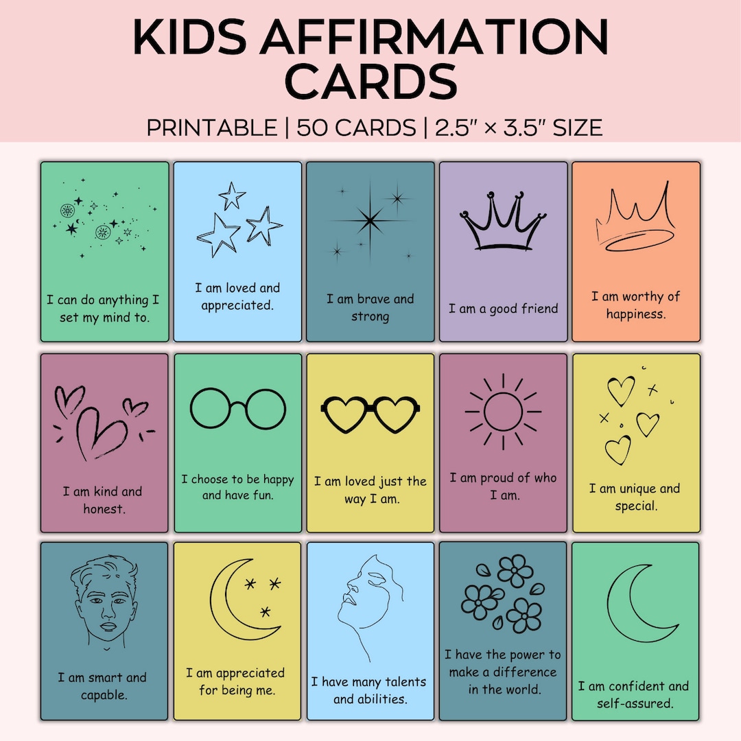 Affirmation Cards for Kids , Children's Positive Affirmation Cards ...