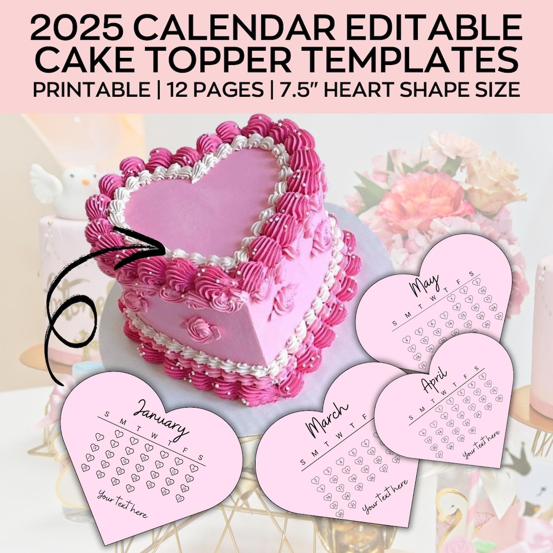 Heart Cake Toppers 2026 Calendar, Burn Away Cake Topper Calendar ...