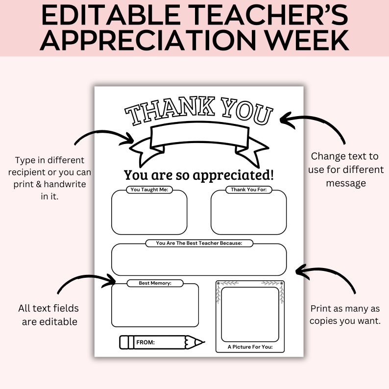 Teacher Appreciation Printable, Teacher Appreciation Gift, Printable ...
