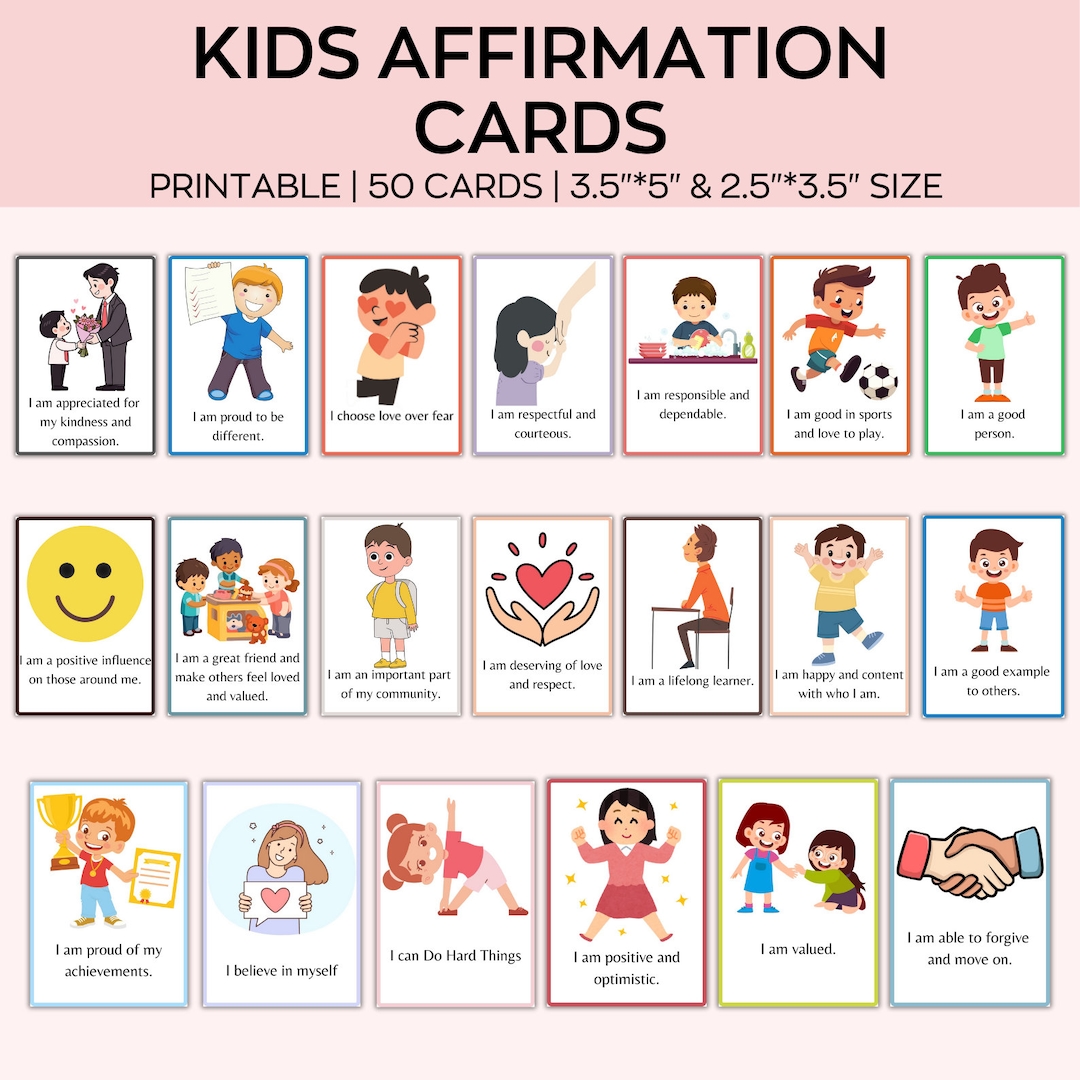 Children's Printable Positive Affirmation Cards, Encouragement Cards ...