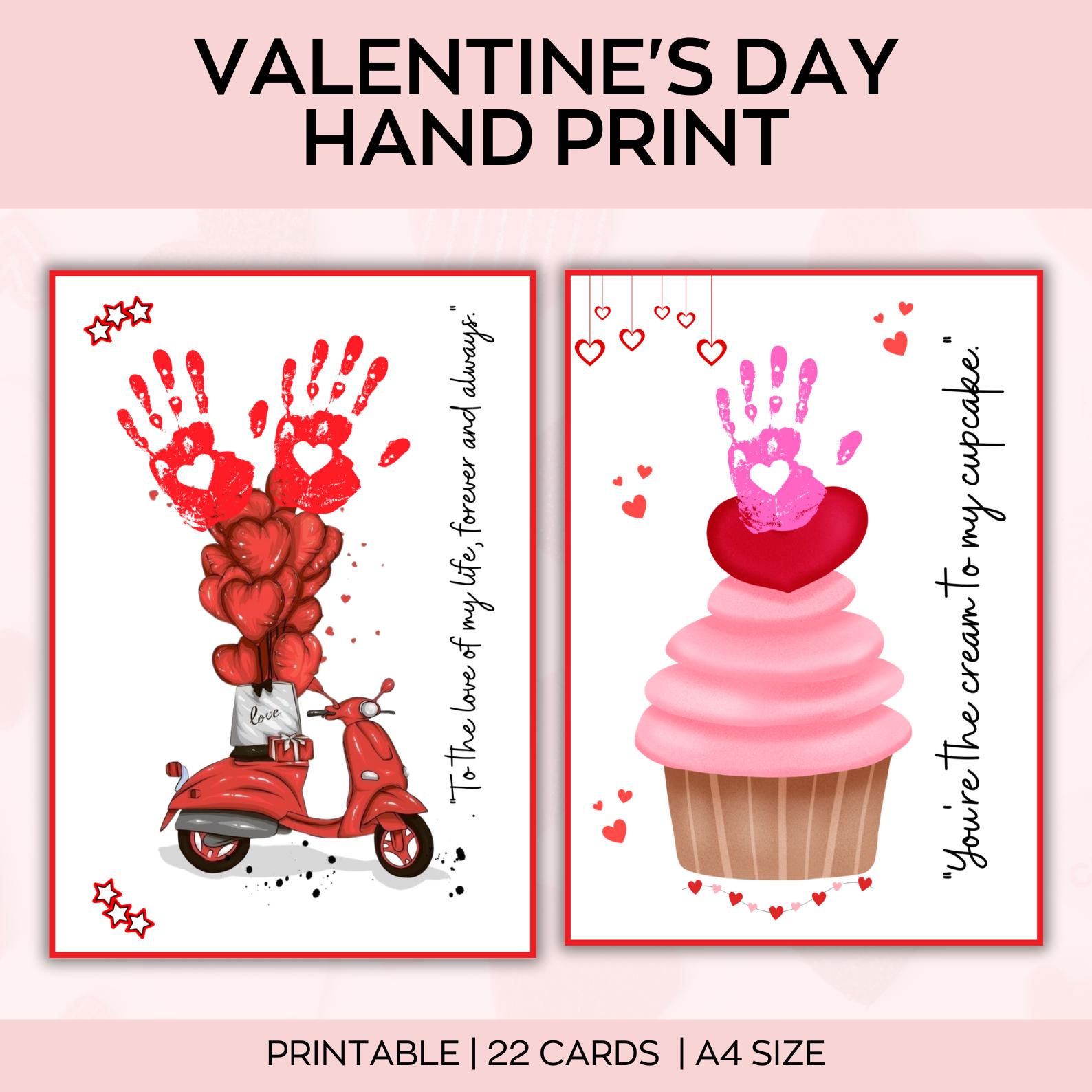 Valentine Handprint Craft Printable Bundle, Valentine Day Handprint ...