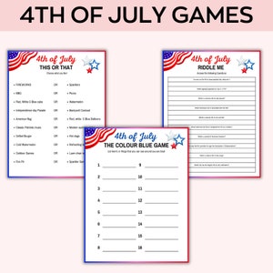 Printable 4th of July Games, Independence Day Games, 4th of July Picnic ...