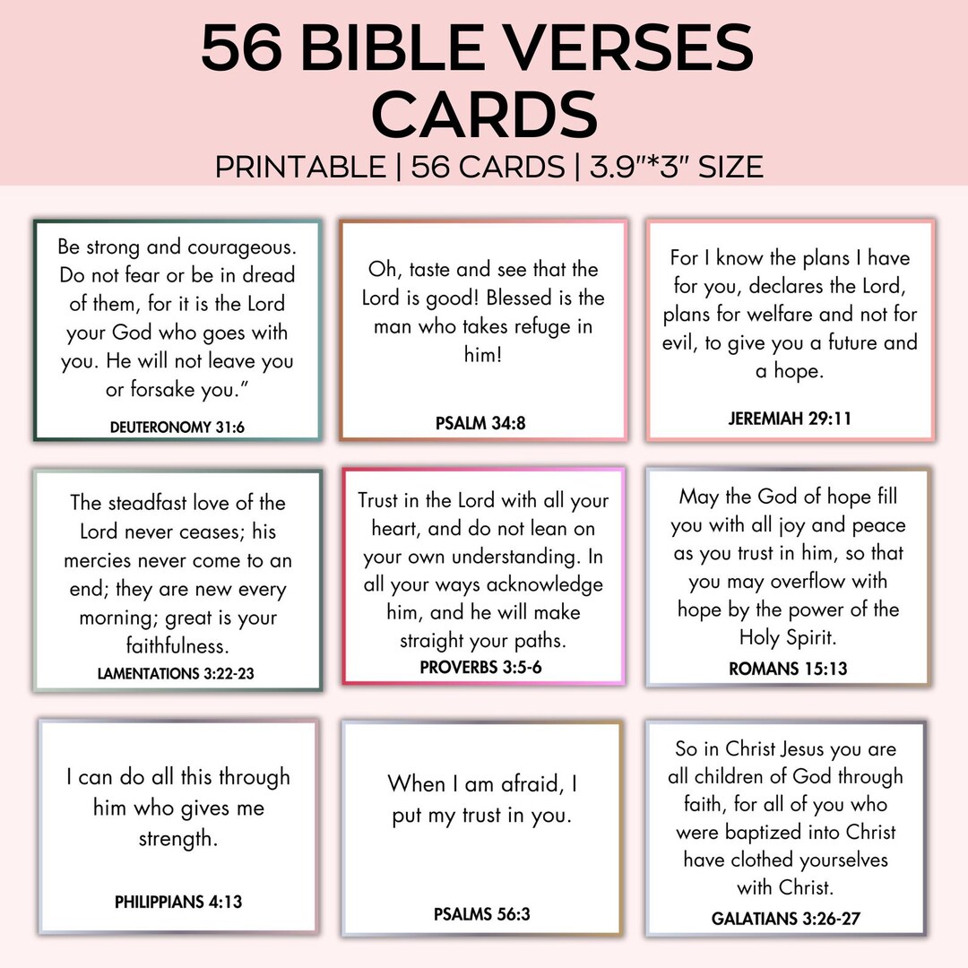 56 Bible Scripture Cards, Encouragement Bible Verse, Bible Verse Cards ...