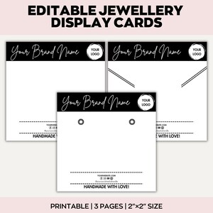 Editable Jewelry Display Card Template, Printable Jewelry Display Cards ...