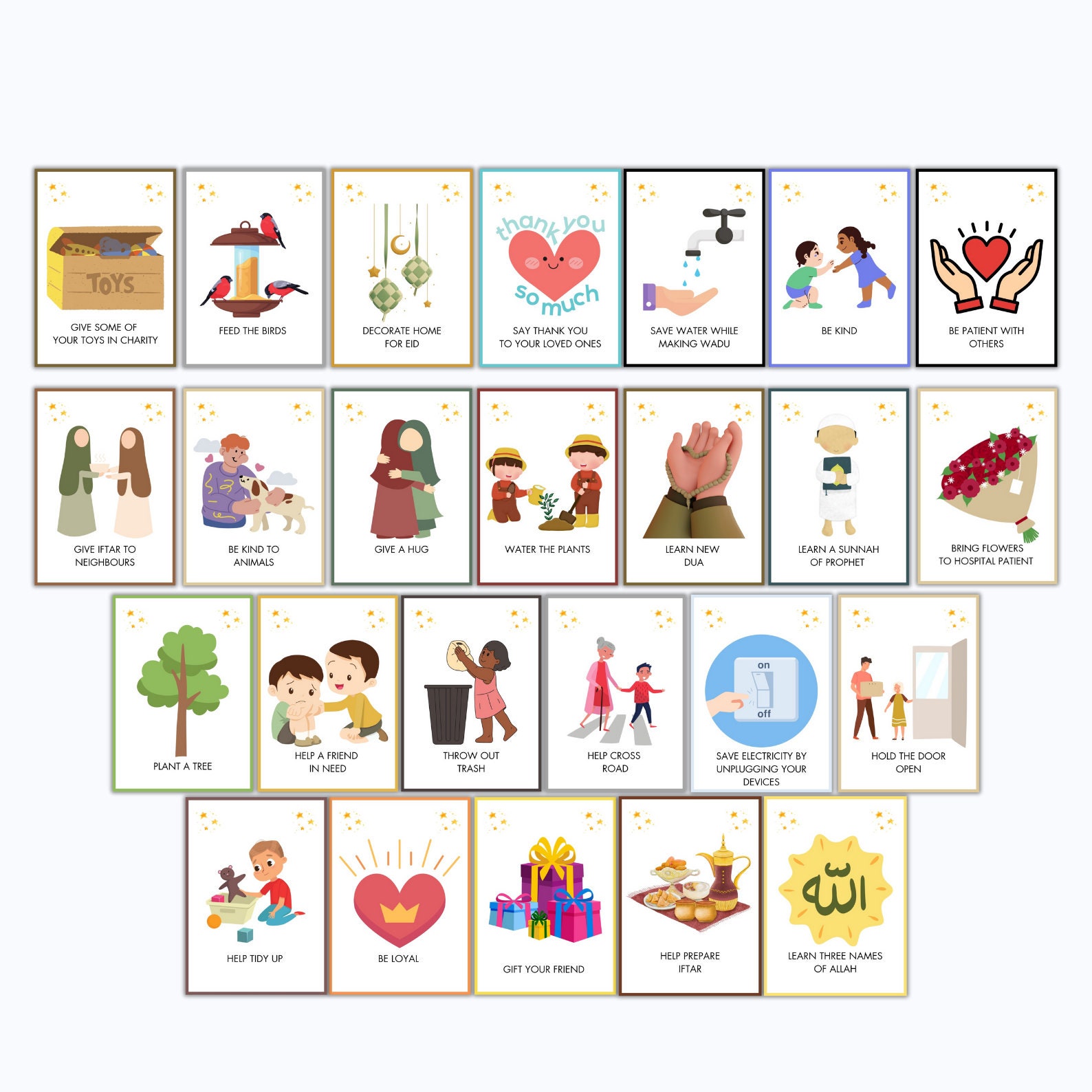 Good Deeds Cards Printable, Ramadan Cards, Ramadan Advent Cards, Kids ...