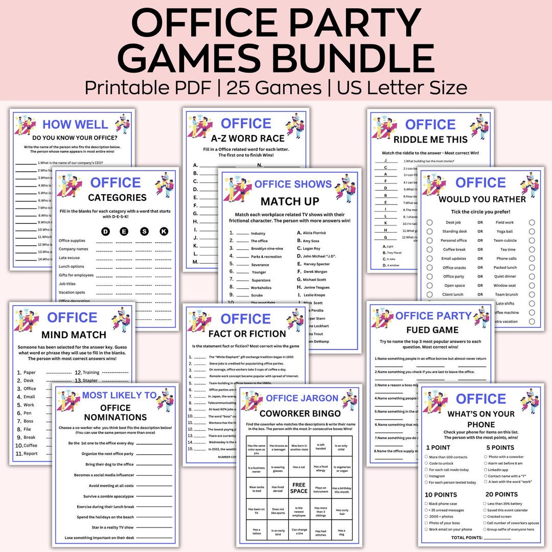 Office Party Game BUNDLE, Work Party Games for Team Building, Staff ...
