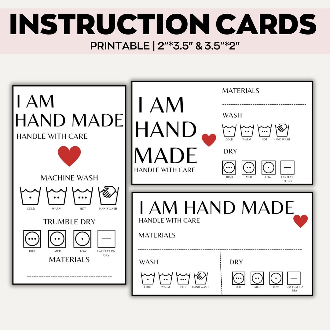 Im Handmade Printable Hand Tags,handmade Packaging,care Instruction ...